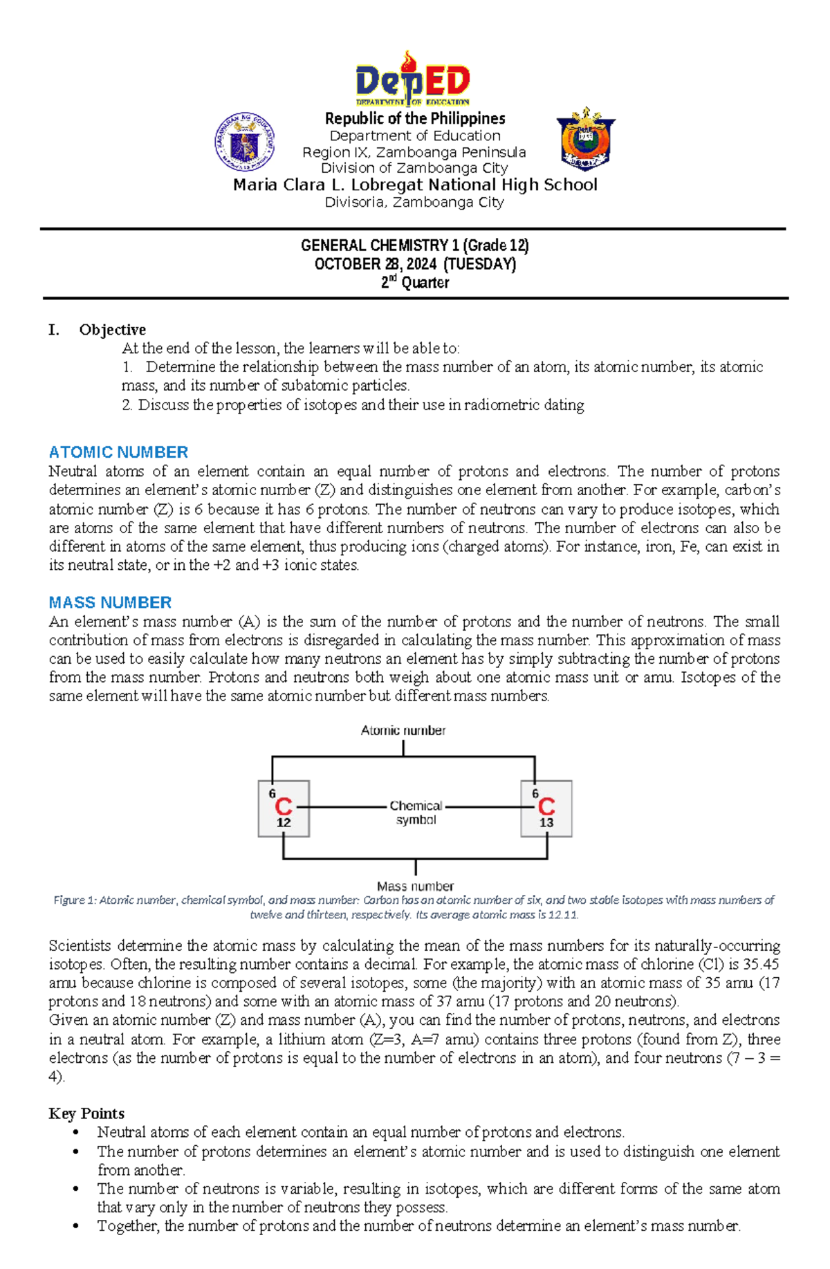 Gen Chem- Lecture-2 - Assignment - Republic of the Philippines Department of Education Region IX ...