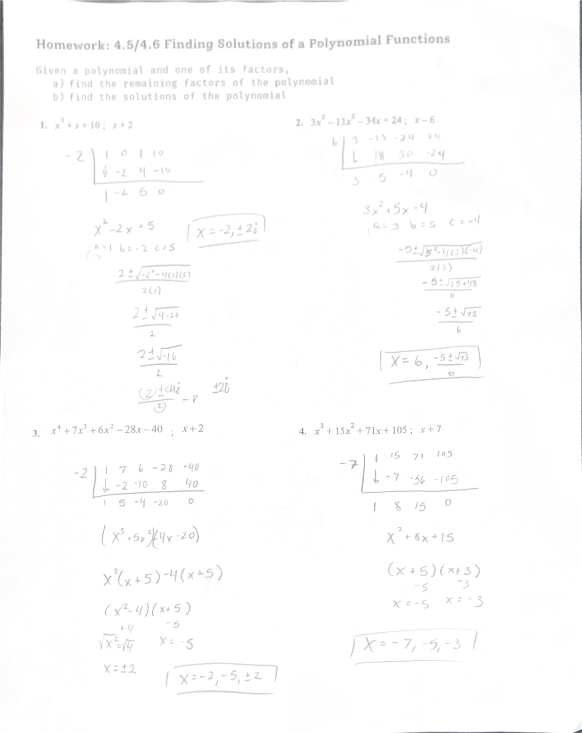 1.9 Homework Finding Zeros of Polynomials - Studocu