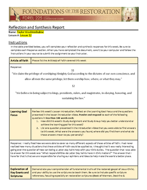 W03 - Reflection - Reflection and Synthesis Report Name: Giovanna ...