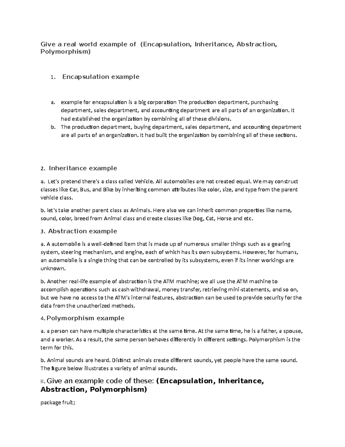 OOP Activity Example Codes - Give a real world example of ...