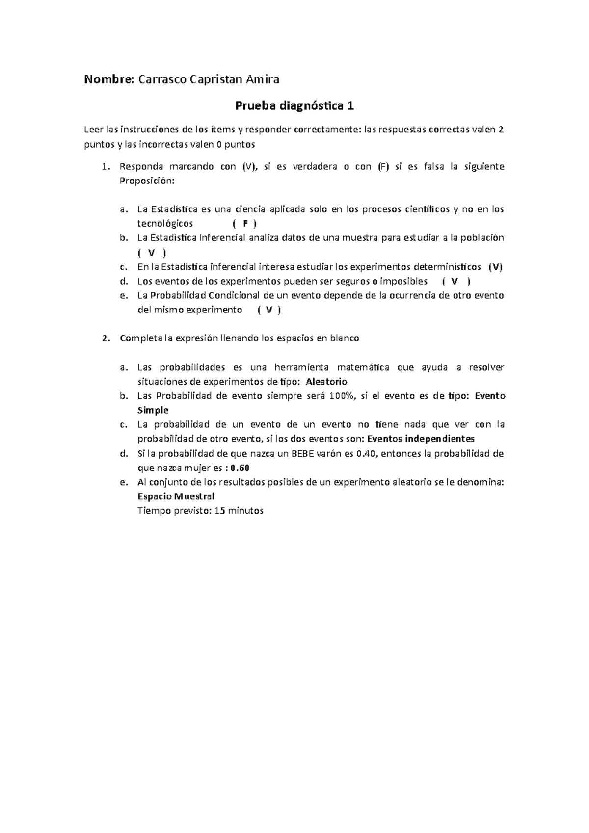 Prueba de diagnostico 1 - Nombre: Carrasco Capristan Amira Prueba ...