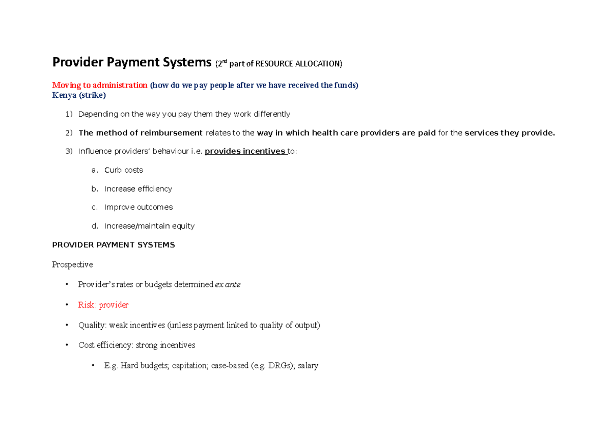 Provider Payment Systems(Chapter 4) - Provider Payment Systems (2 nd ...