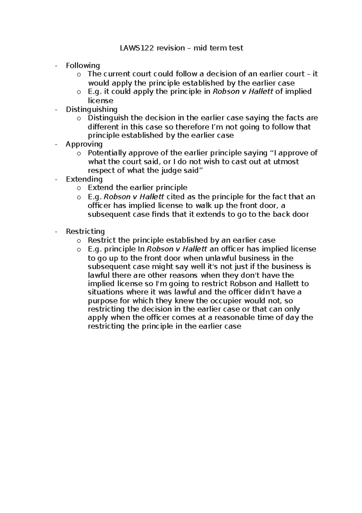 LAWS122 midterm test revision - LAWS122 revision – mid term test ...