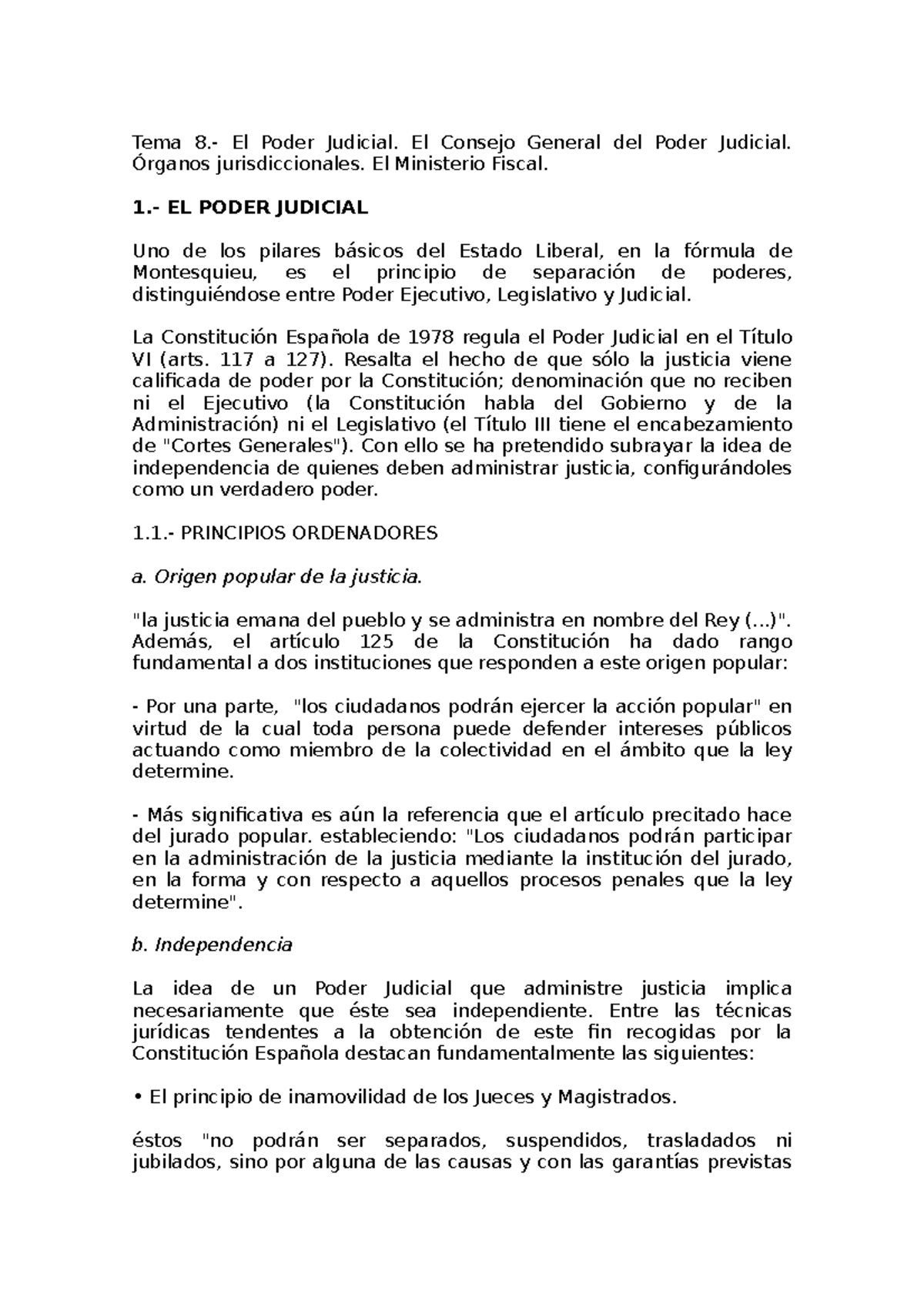 Poder Judicial Esquema - Tema 8.- El Poder Judicial. El Consejo General ...