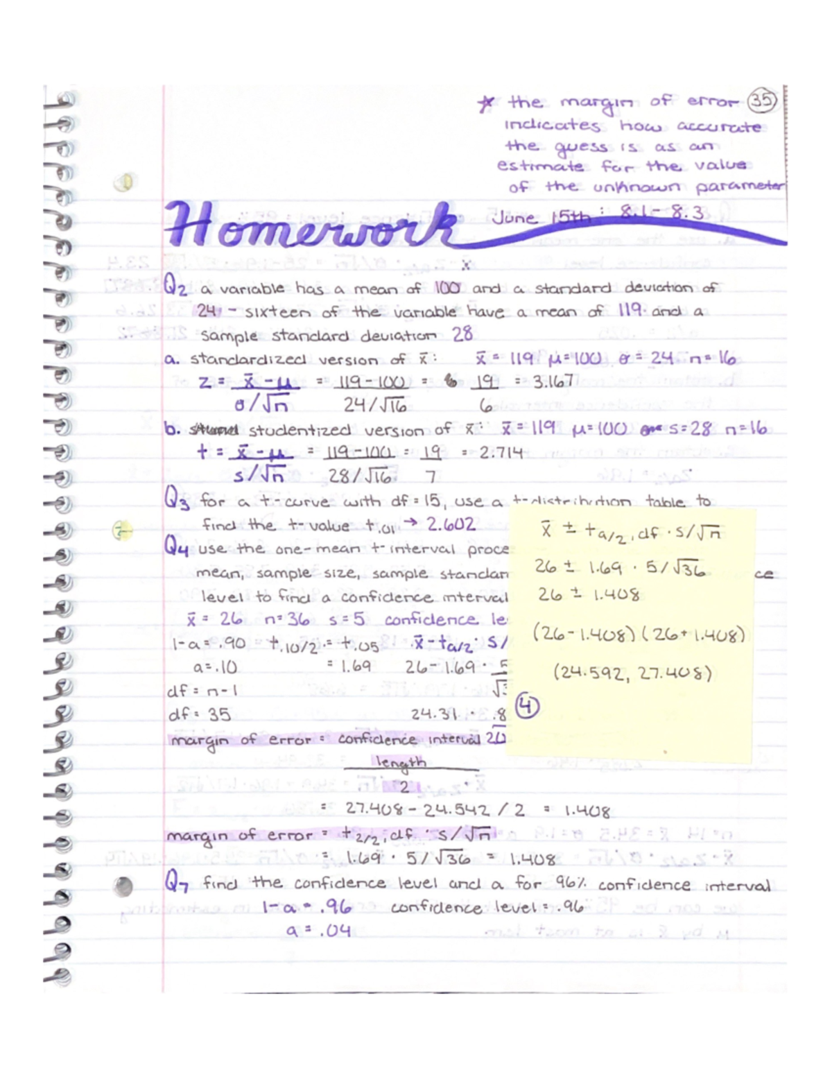 Chapter Eight Homework - stat152 - Studocu