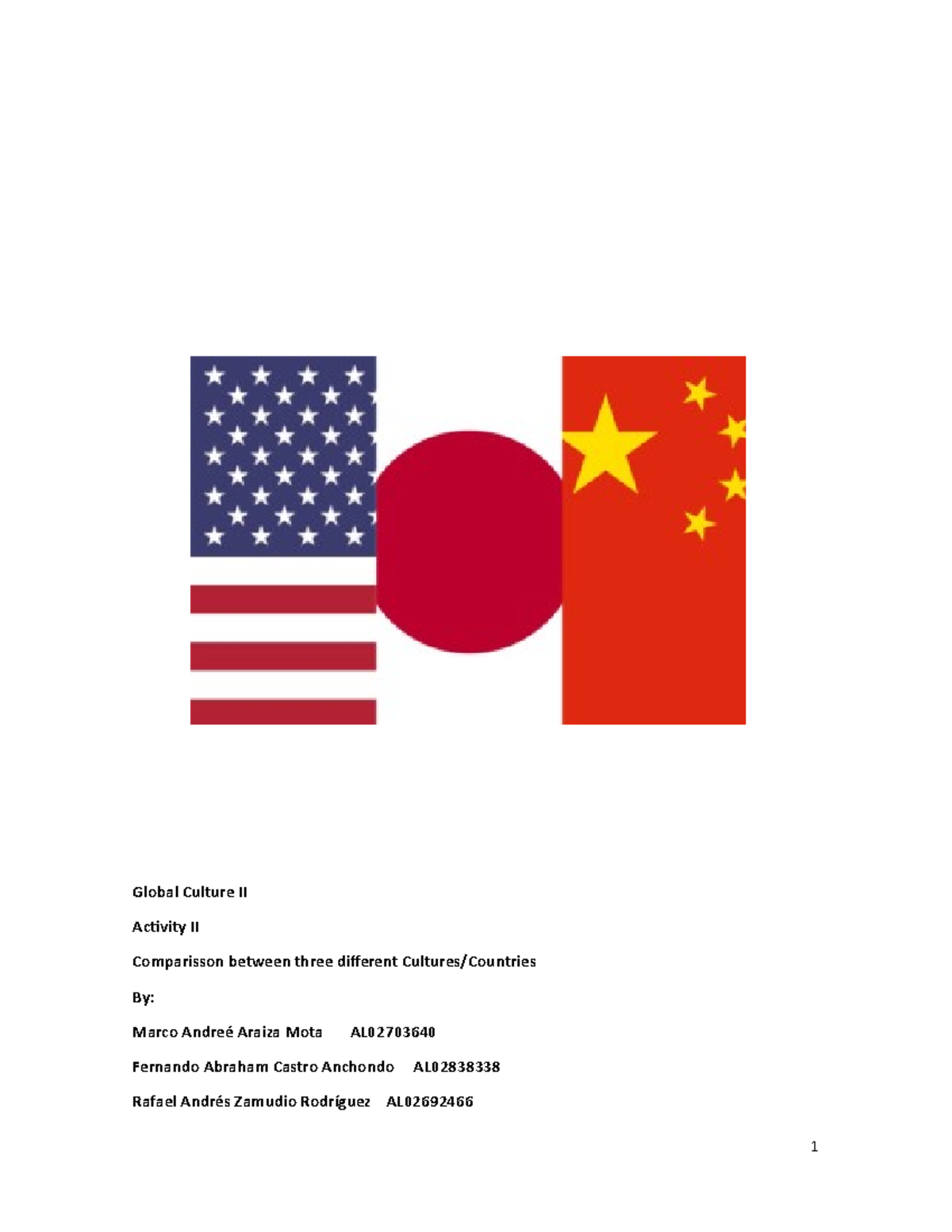 Activity 2 - Global Culture II Activity II Comparisson between three ...
