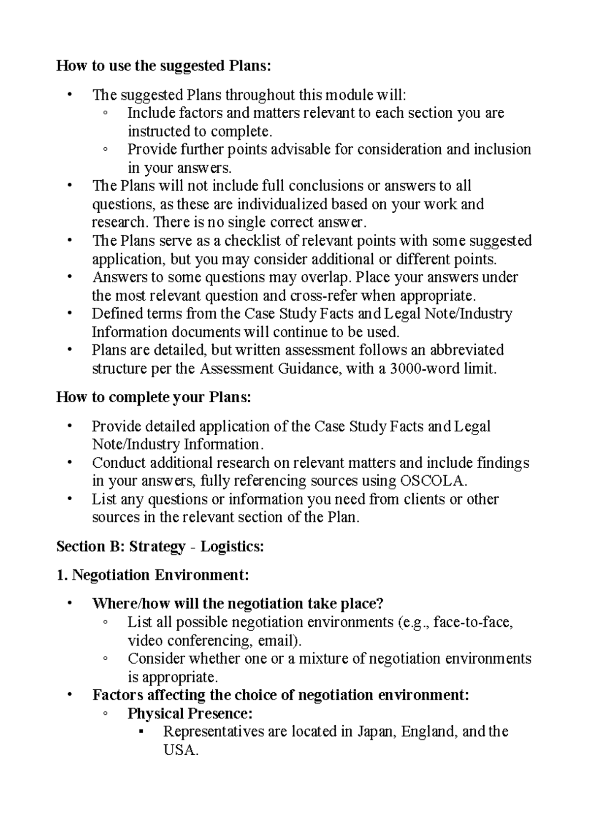 NCA Suggested Plans - How to use the suggested Plans: - The suggested ...