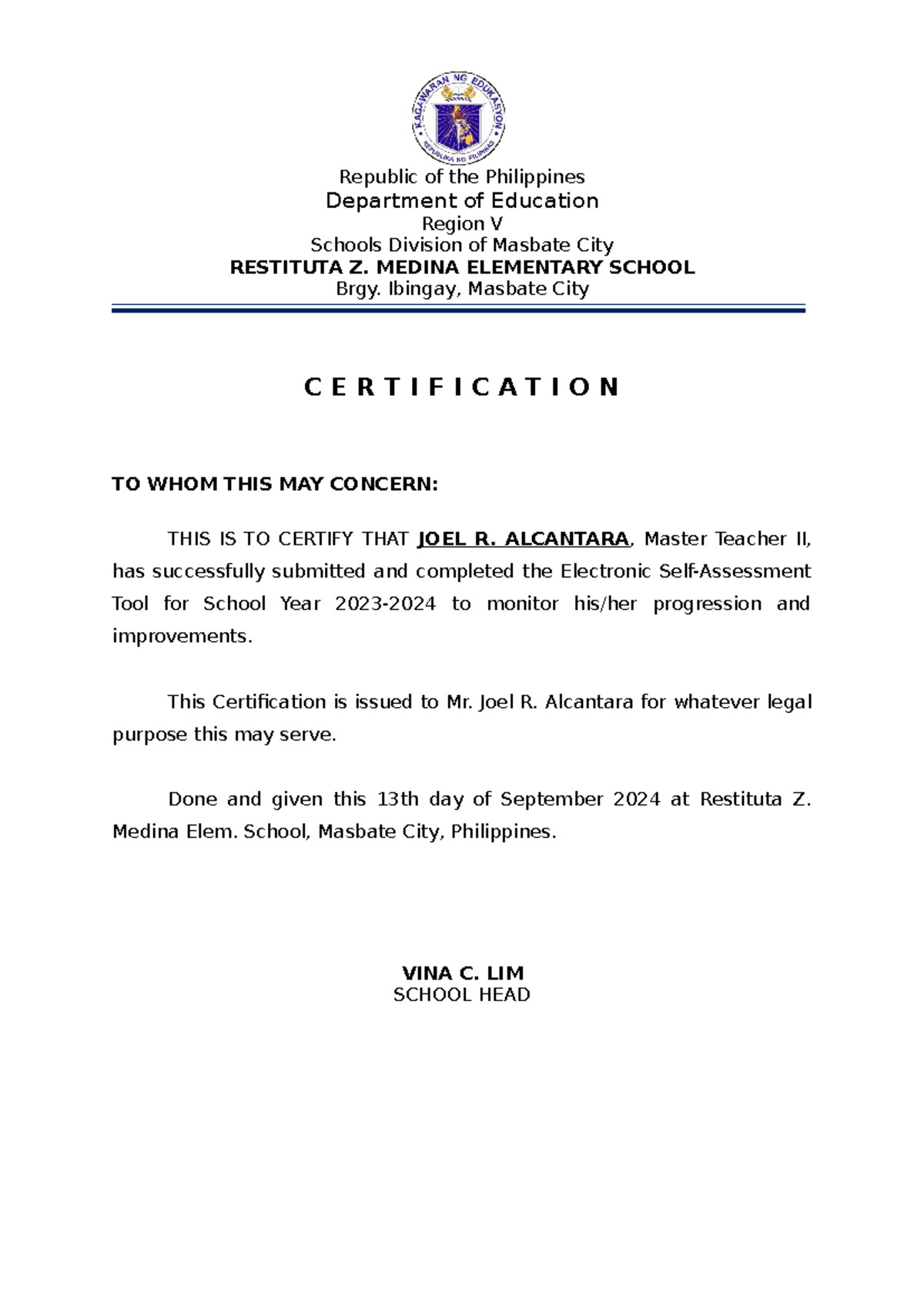 ICT Certification for e-SAT - Republic of the Philippines Department of ...