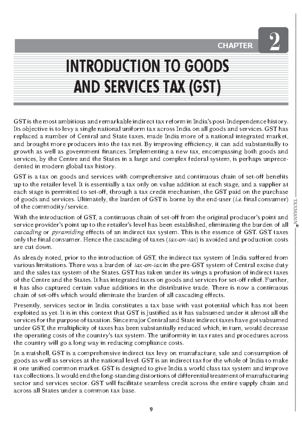 Introduction To Goods and Service Tax (GST) - TAXMANN ® CHAPTER ...