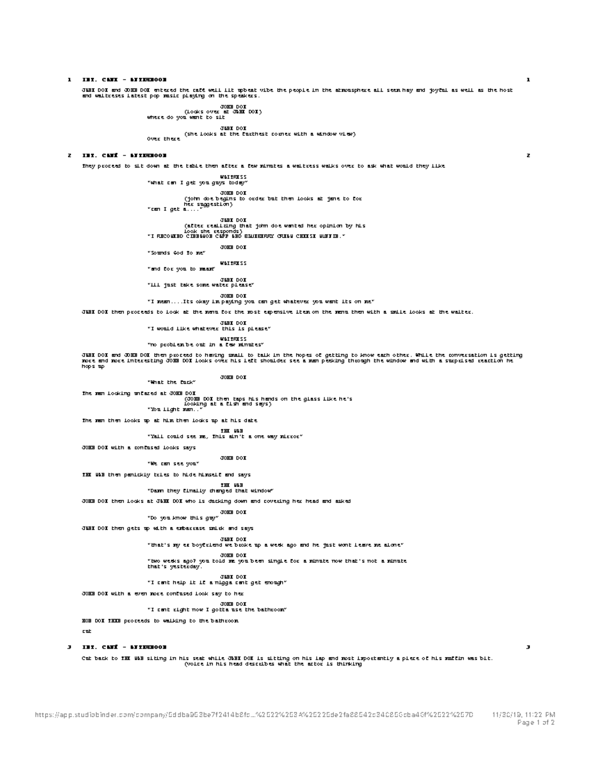 Studio Binder Document - 11 I N T .I N T. C A F EC A F E - A F T E R N ...