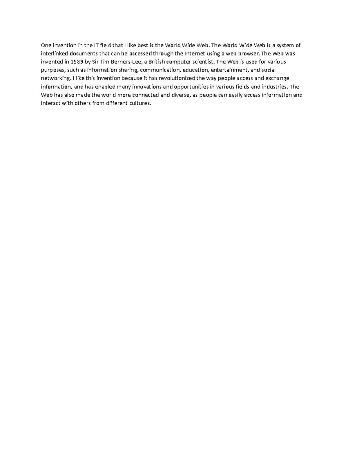 Unit6 - E for IT - One invention in the IT field that I like best is ...