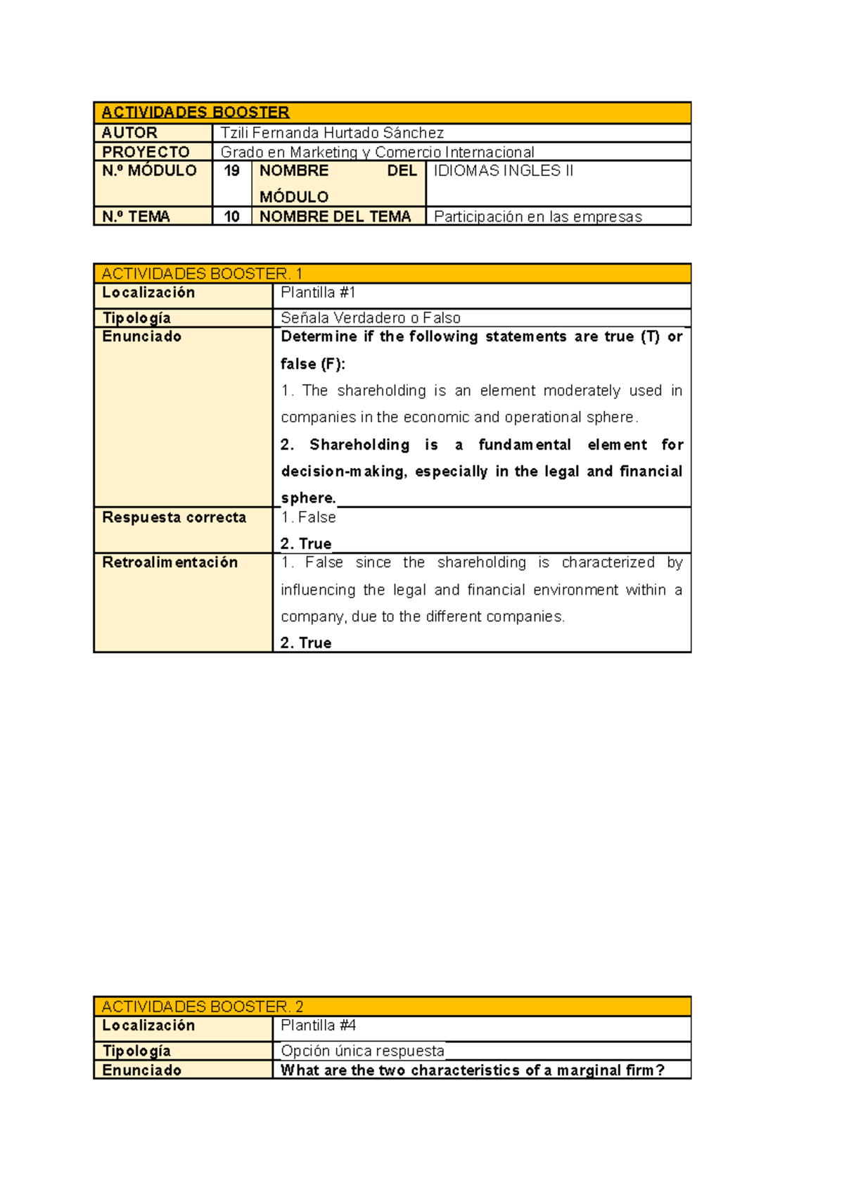 Actividades Booster - Ac. boster - ACTIVIDADES BOOSTER AUTOR Tzili ...