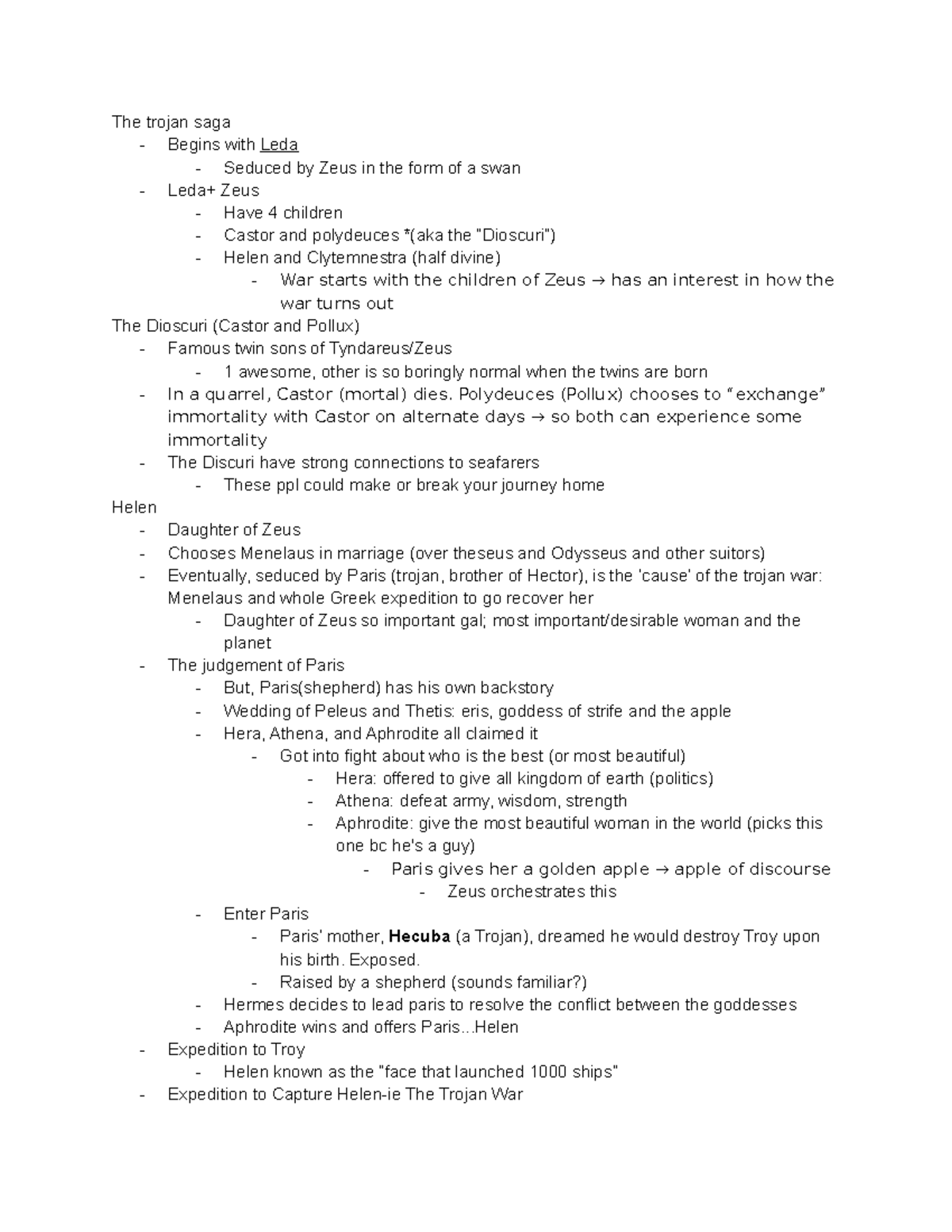 Greek Mythology exam 4 review - The trojan saga - Begins with Leda ...