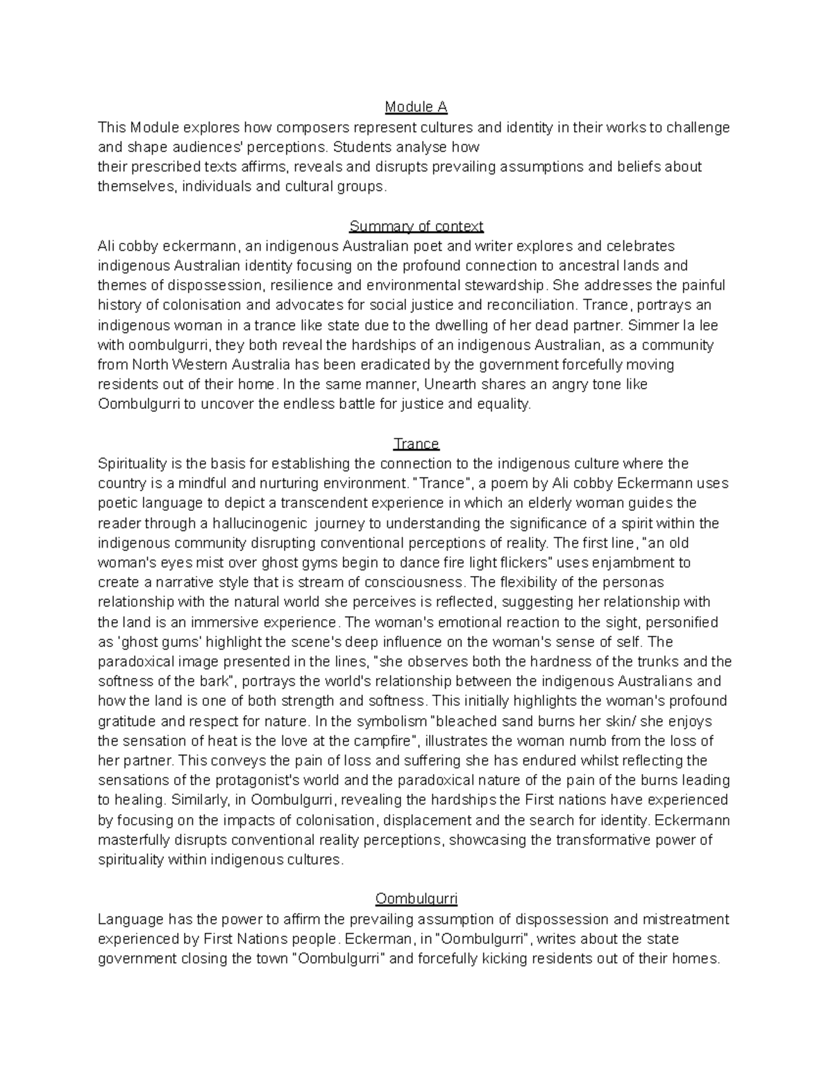 Ali cobby Eckermann - Module A This Module explores how composers ...