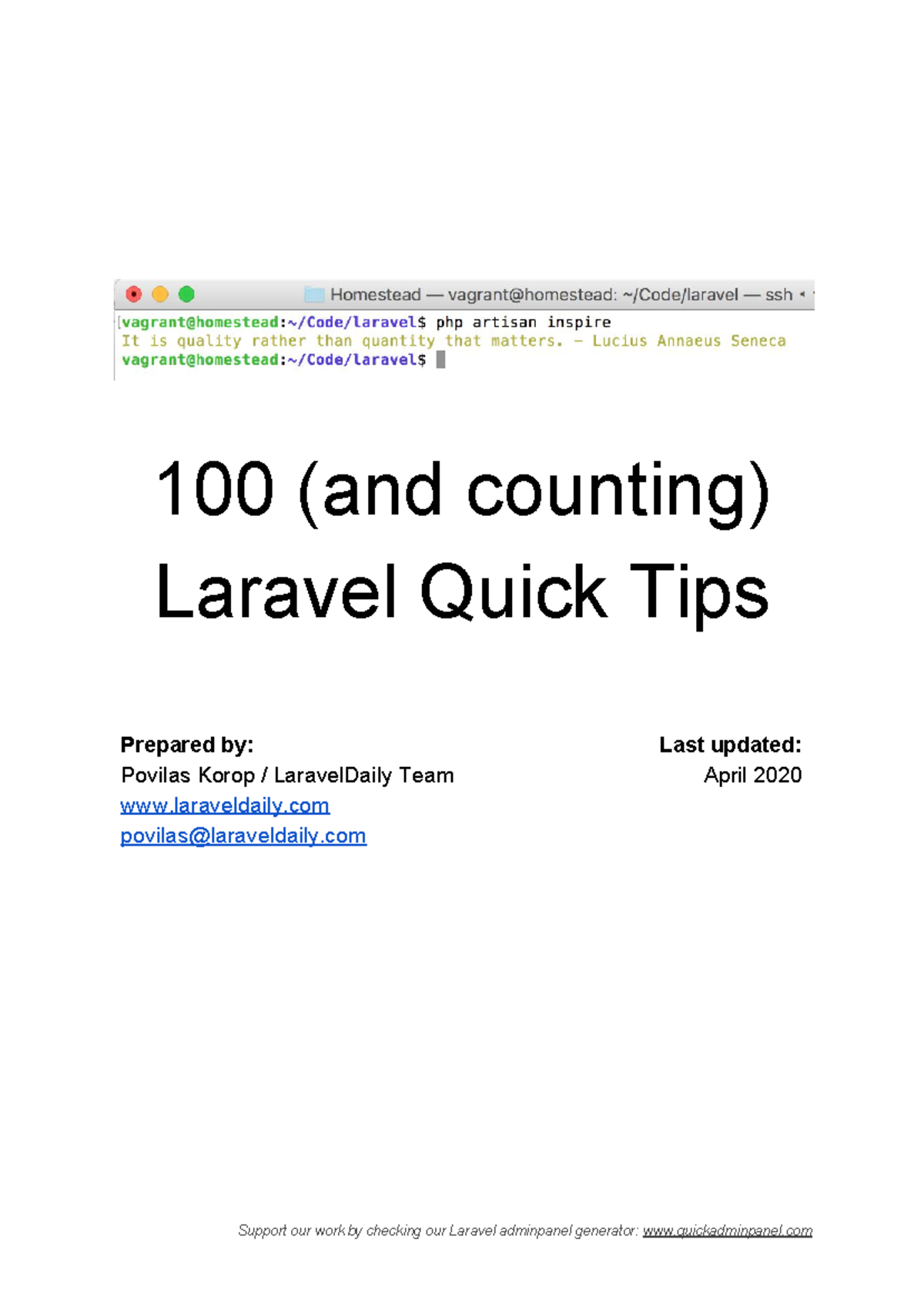 Laravel Tips 2020 04 Test 100 And Counting Laravel Quick Tips Prepared By Povilas Korop
