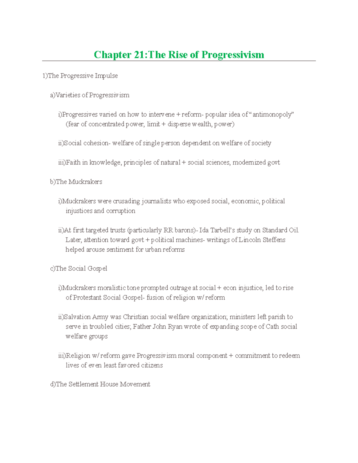 The Rise of Progressivism - Chapter 21:The Rise of Progressivism 1)The ...