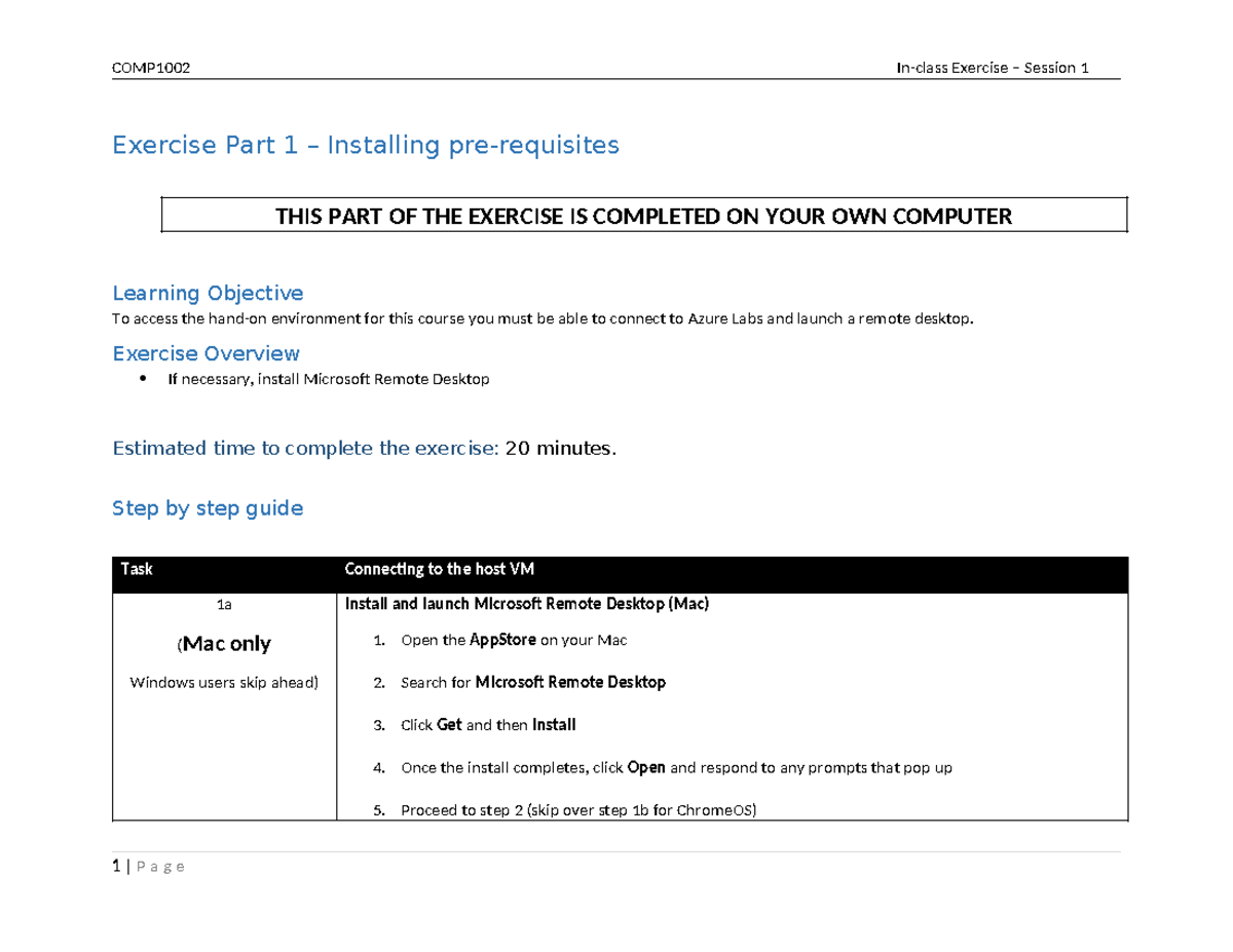 Session 1 - In-class exercise - Accessing the hands-on environment ...