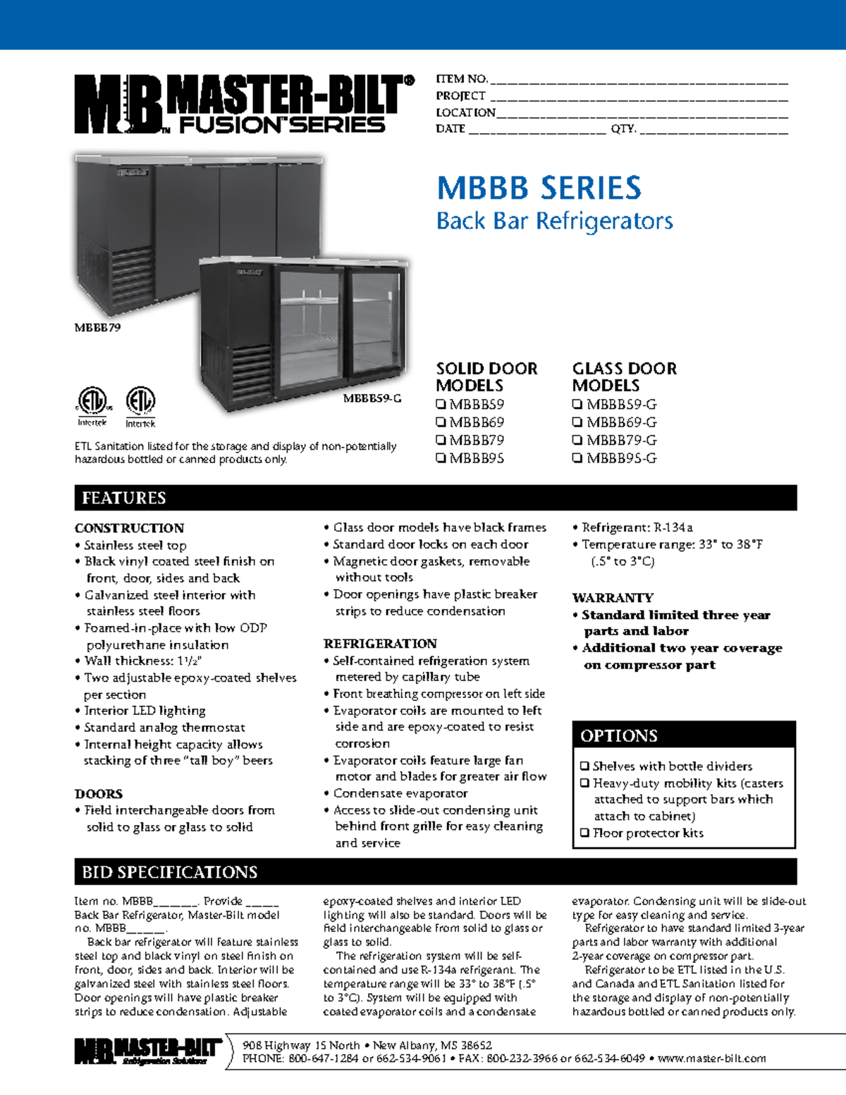 Nevera BAR Master B - ITEM NO ...