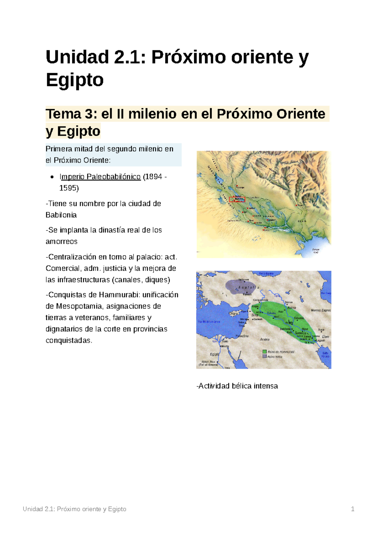 Unidad 2. 1 Próximo Oriente y Egipto - Unidad 2: Próximo oriente y ...