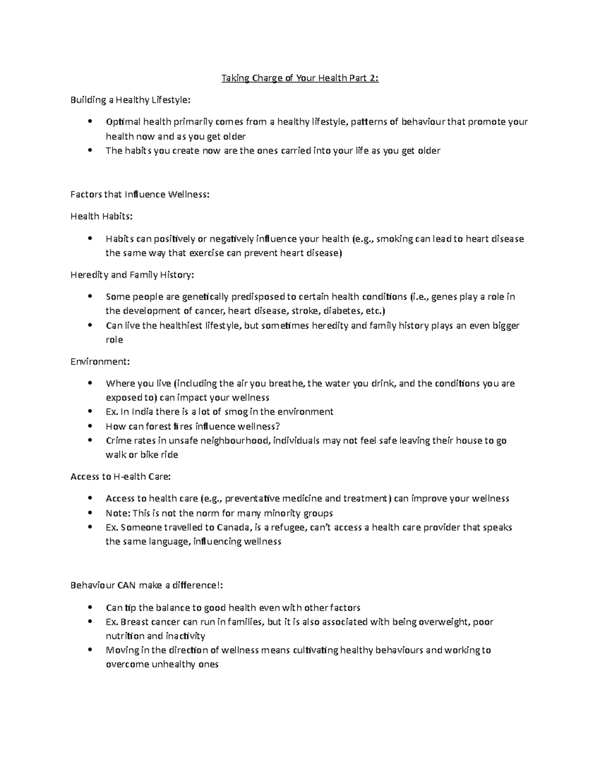 Taking Charge of Your Health Part 2 Lecture - Taking Charge of Your ...