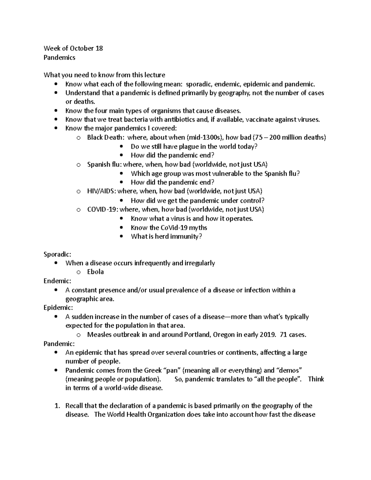 Week of October 18 - Lecture notes Lectures 18&19 - ISB 202 - MSU - Studocu