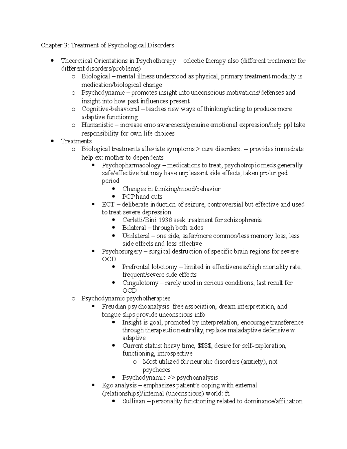 Ch 3 psychological dis treatment - Chapter 3: Treatment of ...