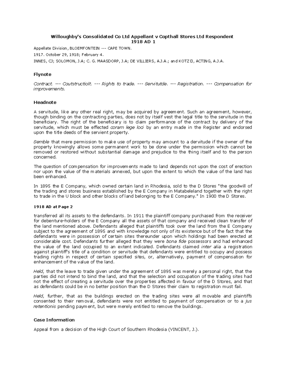 Willoughby - Real rights vs Personal rights case willoghby - Willoughby ...