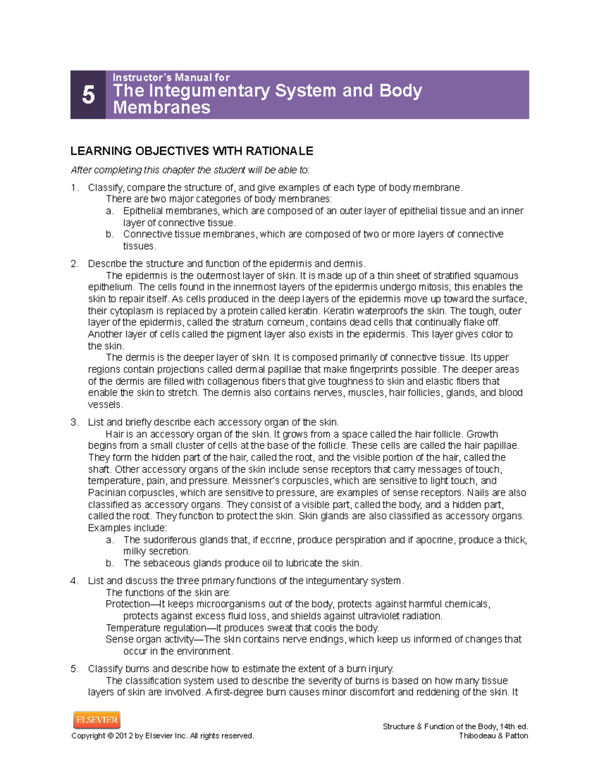Chapter 005 - Structure and Function of the Body Organ Systems - 5 ...