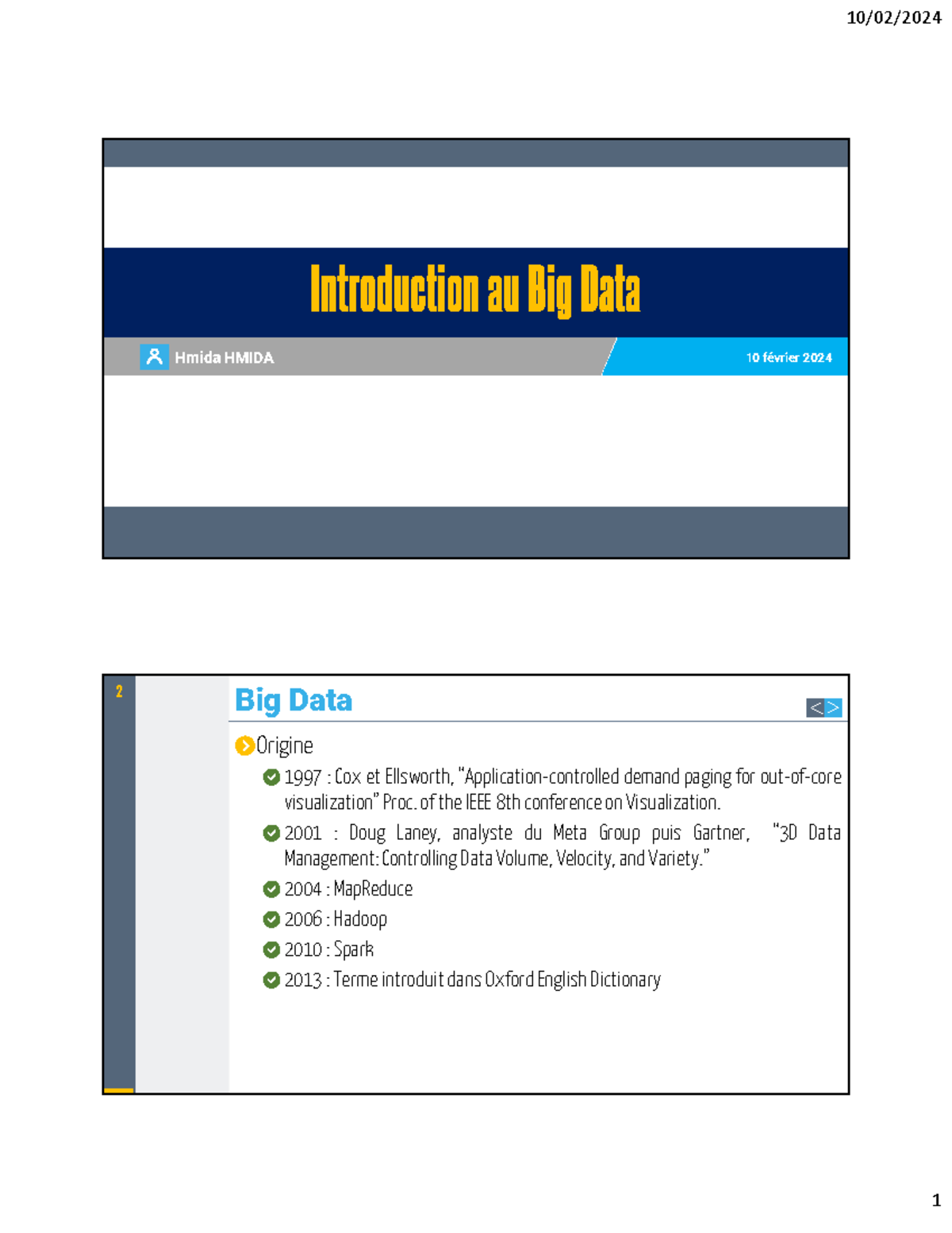 Introduction Big Data - Summary Base de donnée - 上海复旦大学 Hmida HMIDA 10 février 2024 Big Data ...