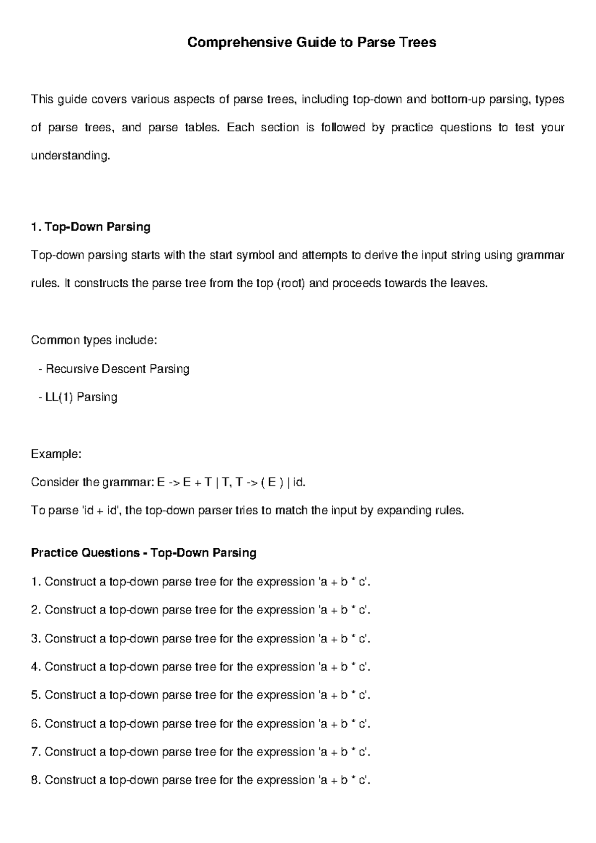 Comprehensive Parse Trees Guide - Comprehensive Guide to Parse Trees ...