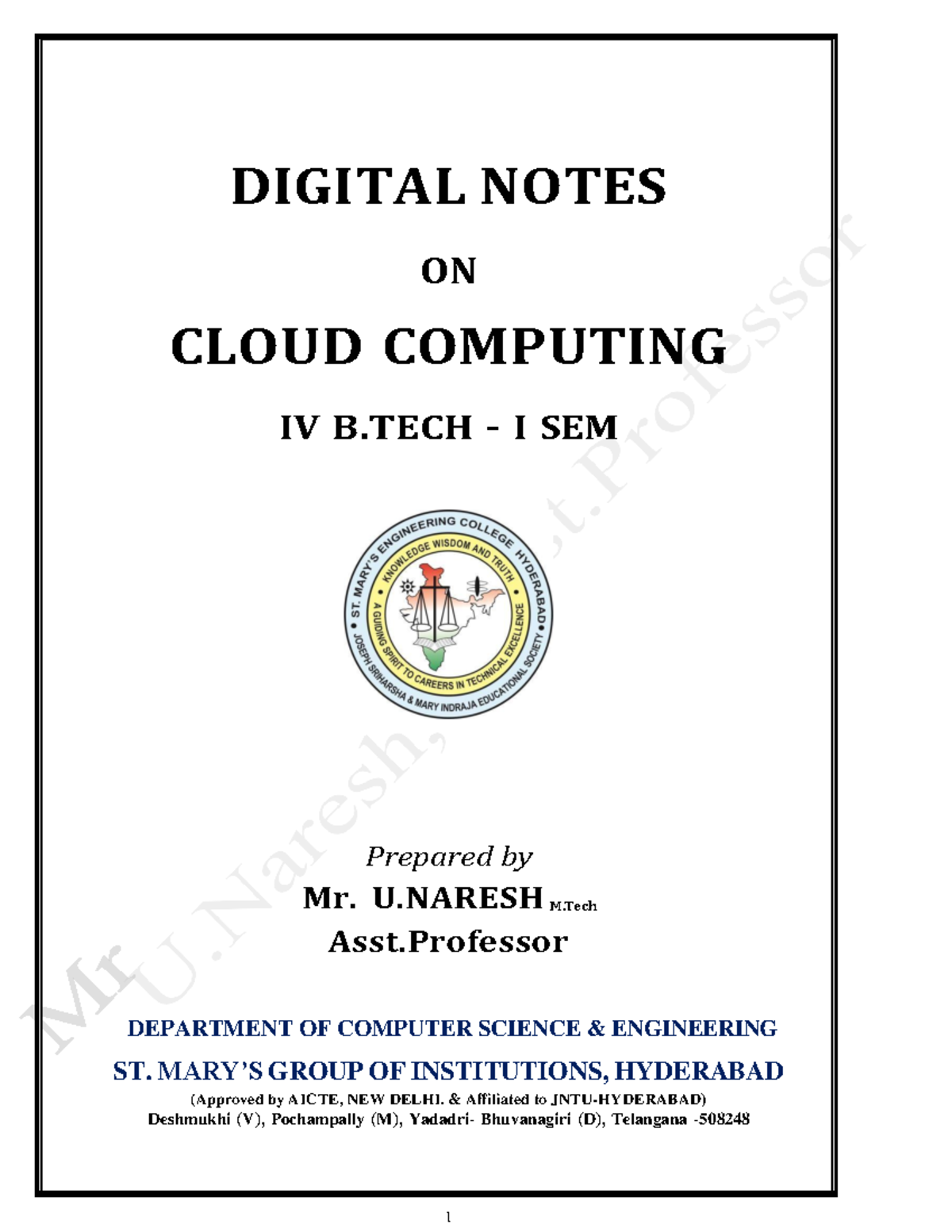 CC Notes final by - DIGITAL NOTES ON CLOUD COMPUTING IV B – I SEM ...