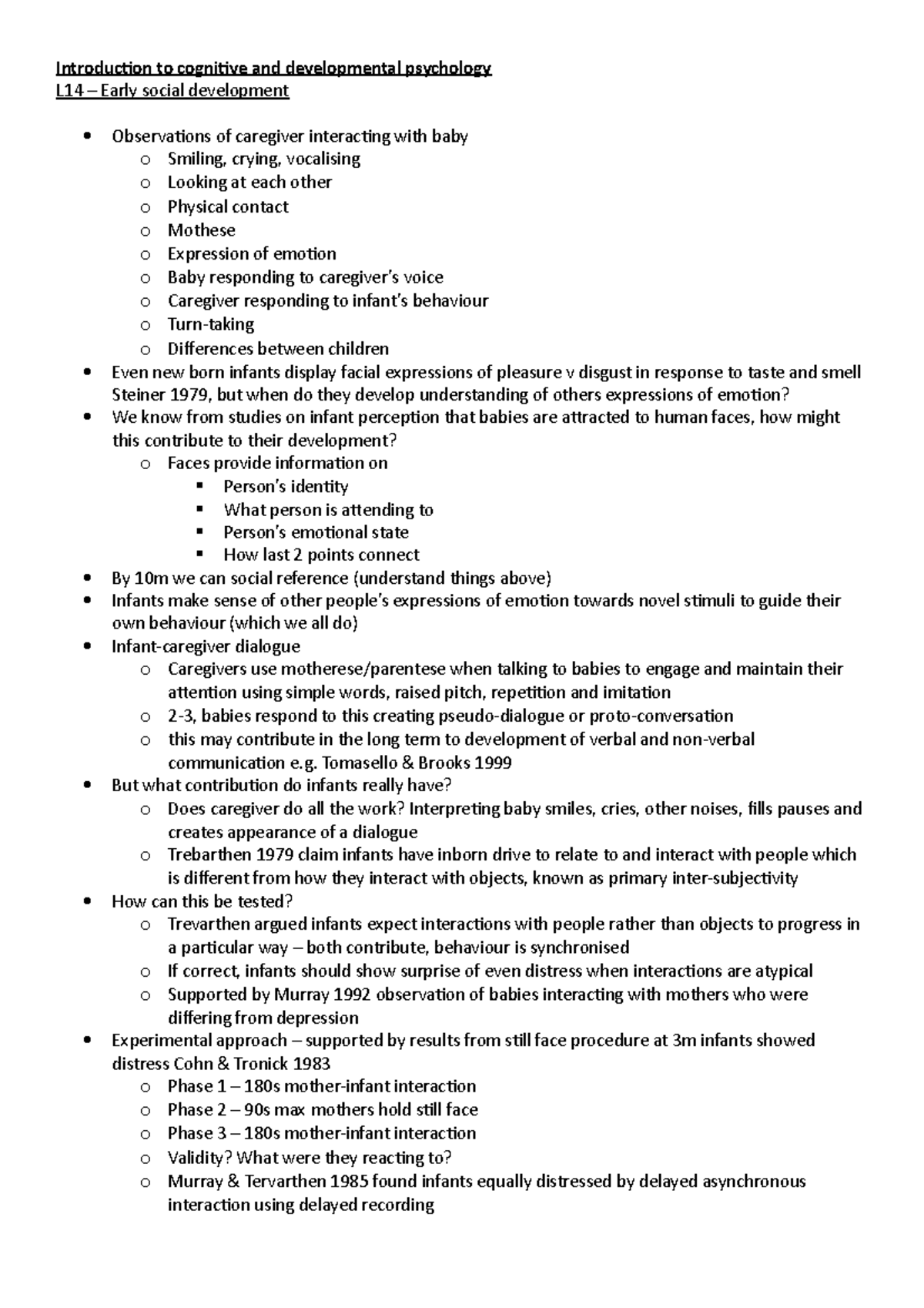 L14 - Early social development - Introduction to cognitive and ...
