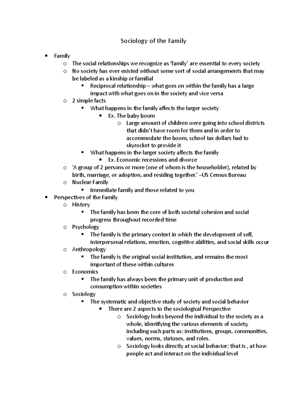Sociology of the Family 1 - Sociology of the Family Family o The social ...