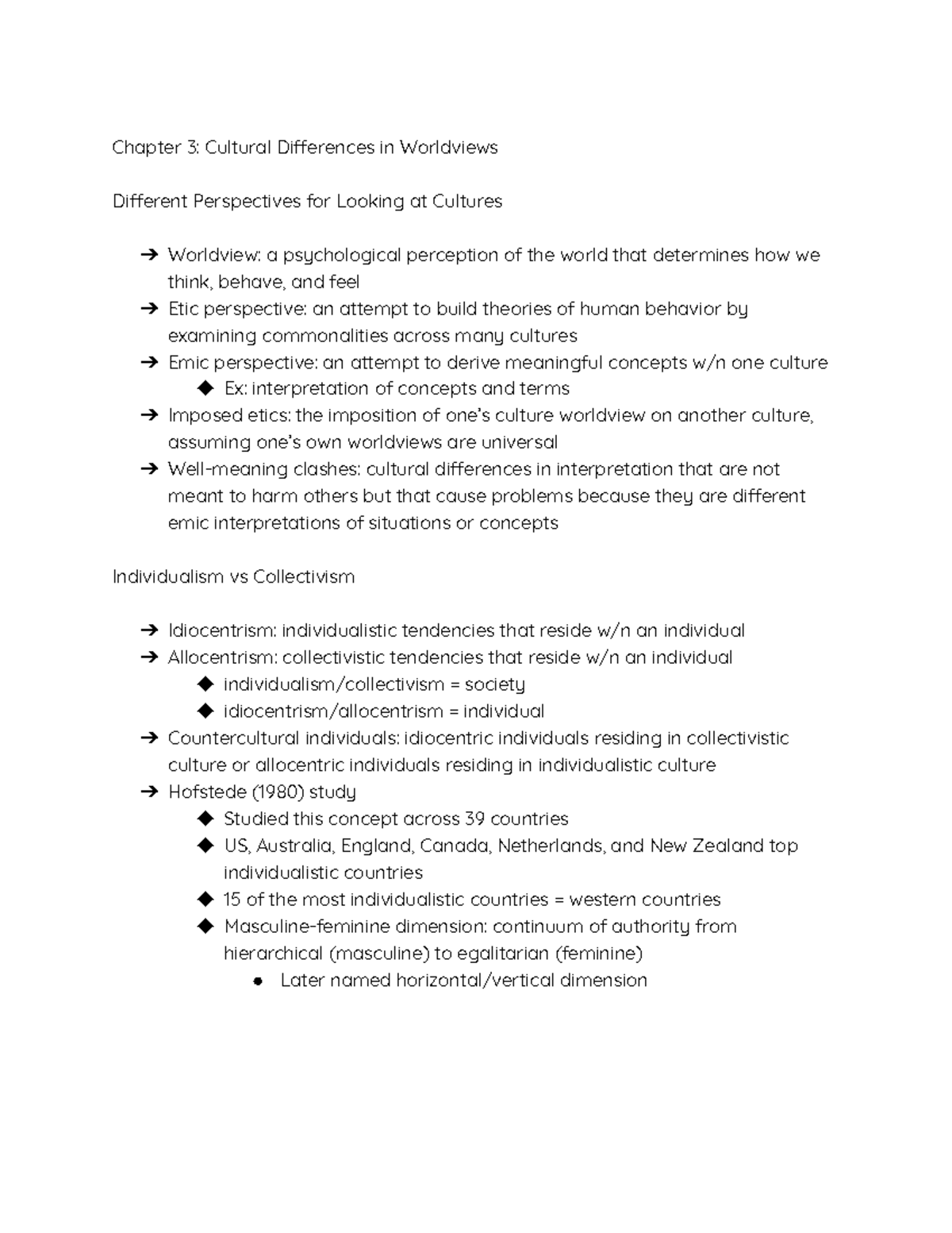 Chapter 3 Cultural Differences in Worldviews - Chapter 3: Cultural Dierences in Worldviews ...