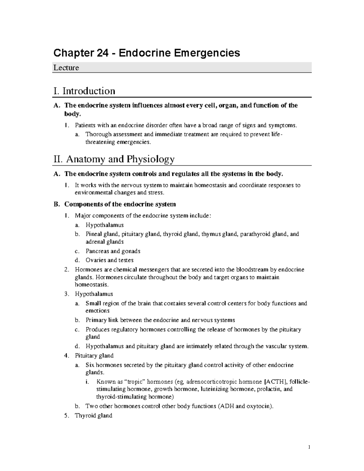 CH 24 Endocrine Emergencies - Chapter 2 4 - Endocrine Emergencies ...