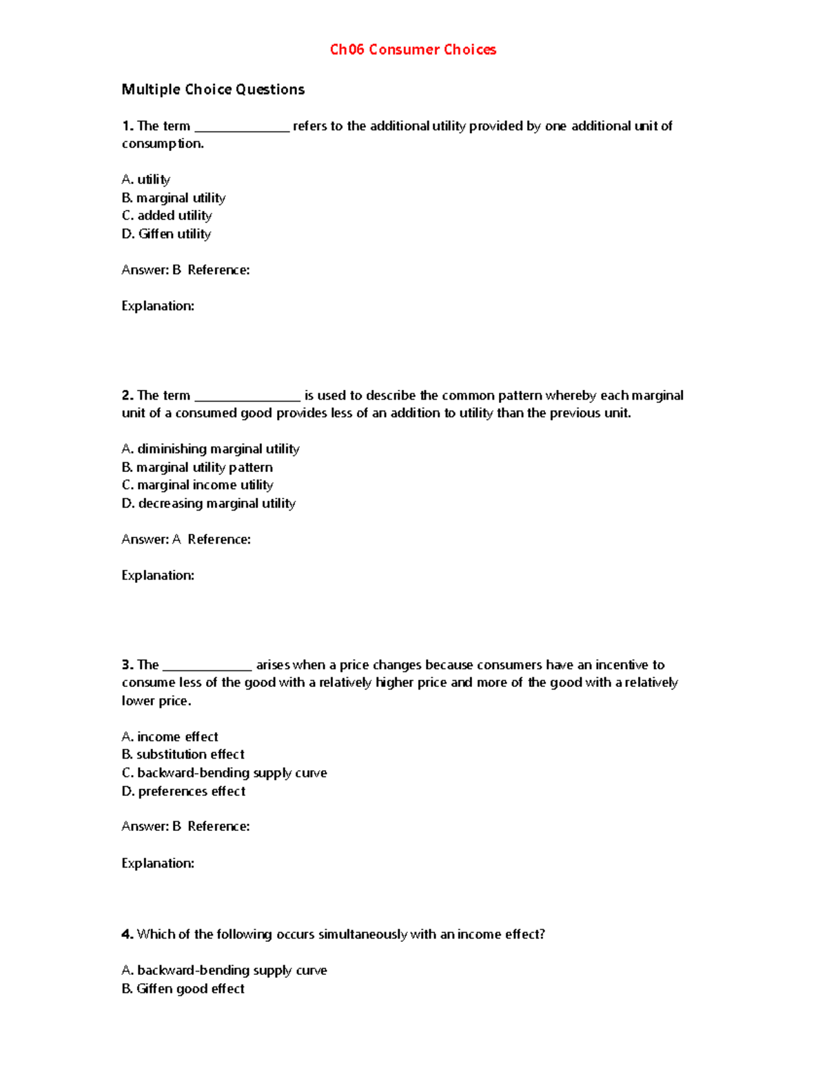 Ch06 Consumer Choices - Introduction to Economy - Ch06 Consumer Choices ...