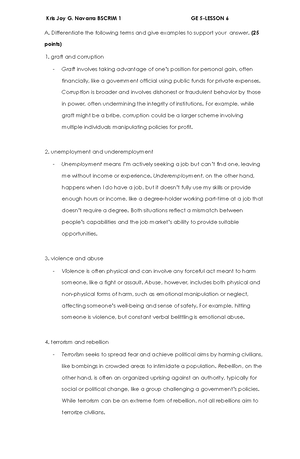 GE 5- Lesson 8 Activity - N/A - KRIS JOY G. NAVARRA BSCRIM 1 LESSON 8 ...