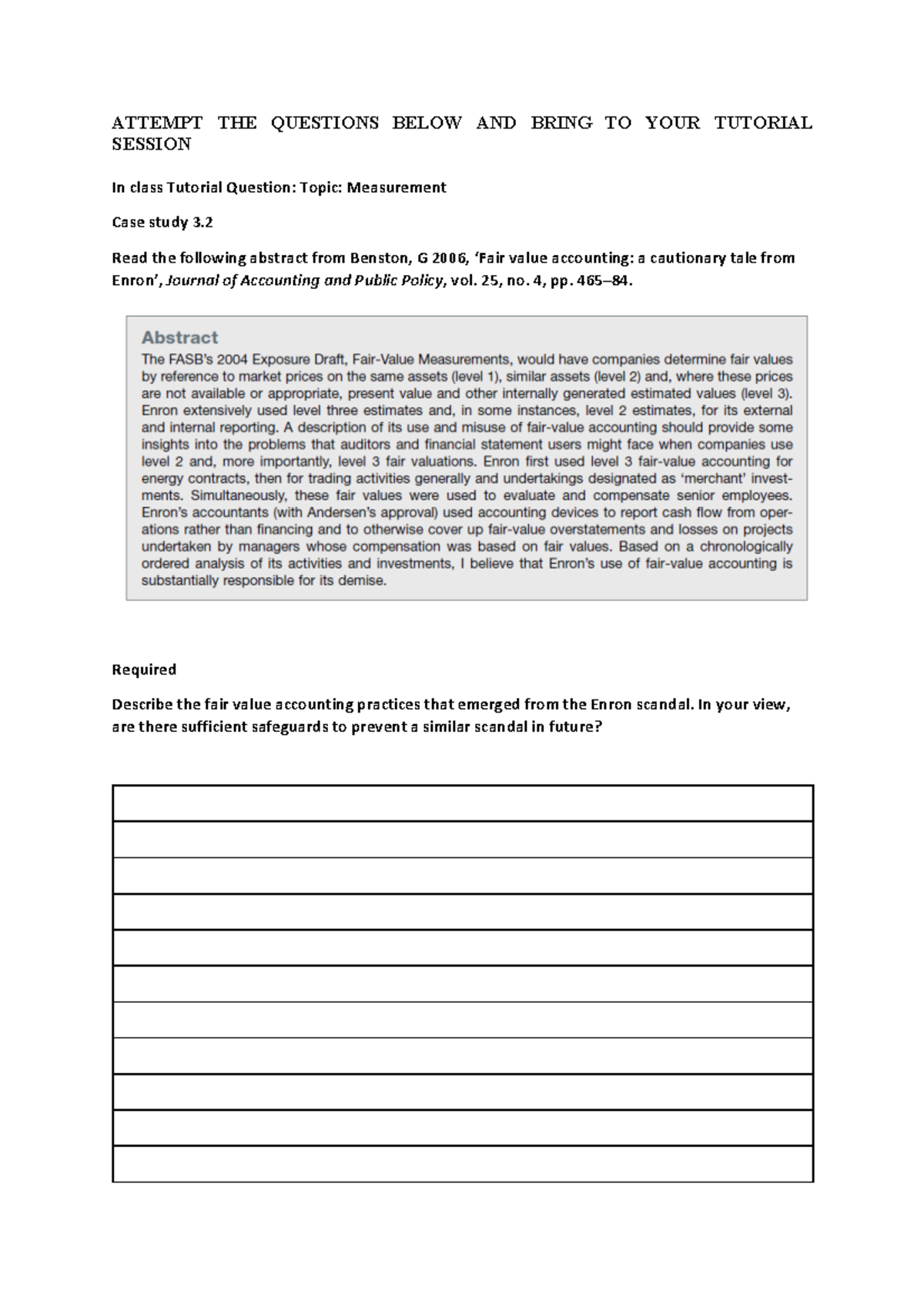 Tutorial 2 Questions - Fair Value Measurement - ATTEMPT THE QUESTIONS ...