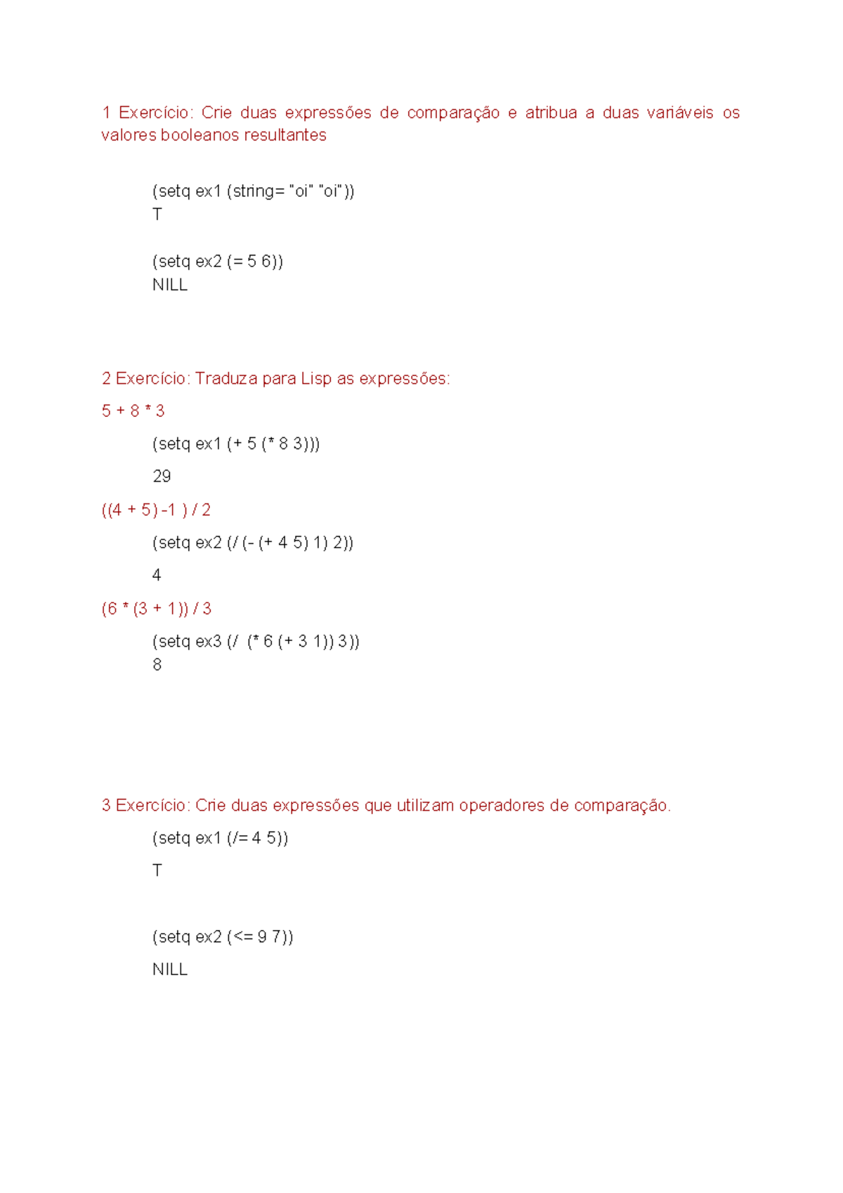 Revisão básico LISP - Resumo sobre o básico da linguagem de programação ...