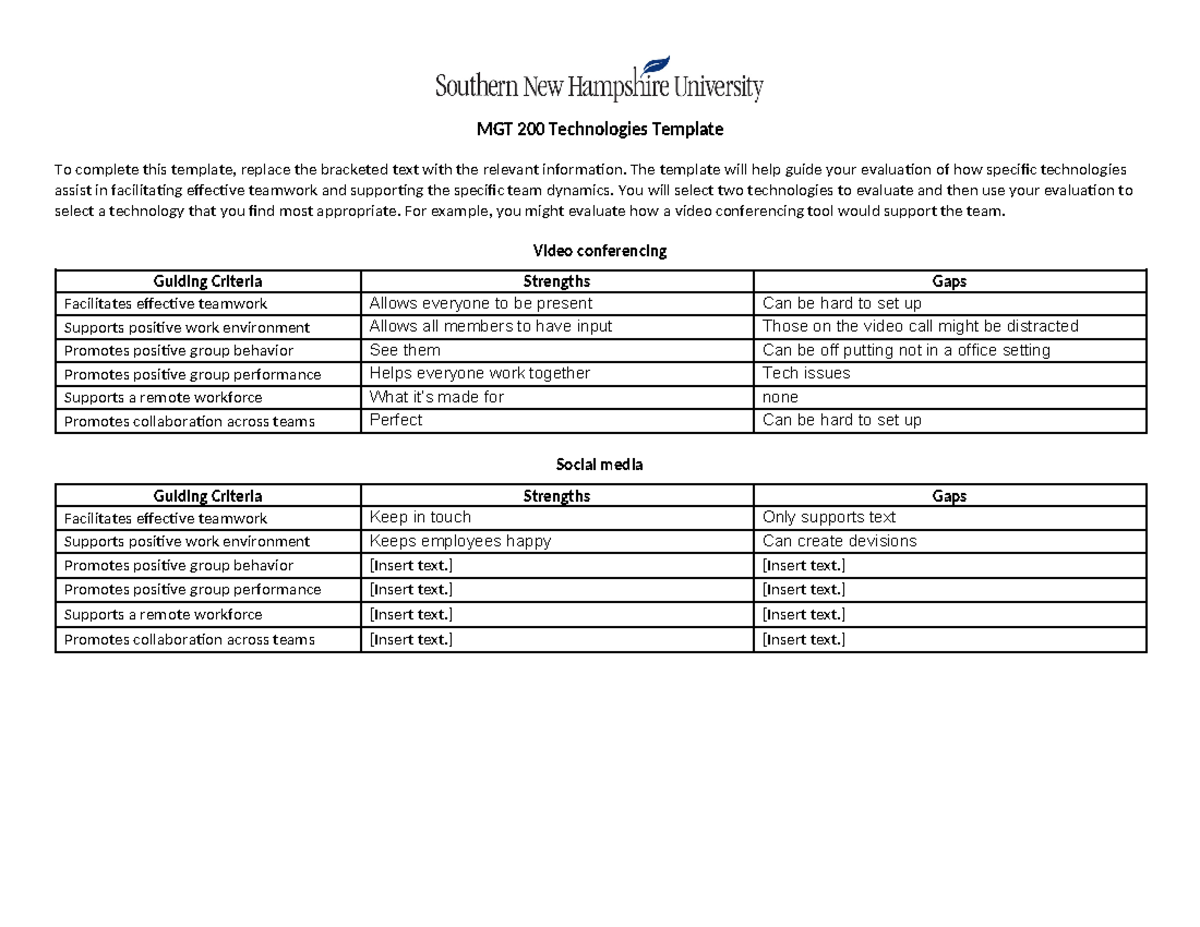 MGT 200 Technologies Template - MGT 200 Technologies Template To ...