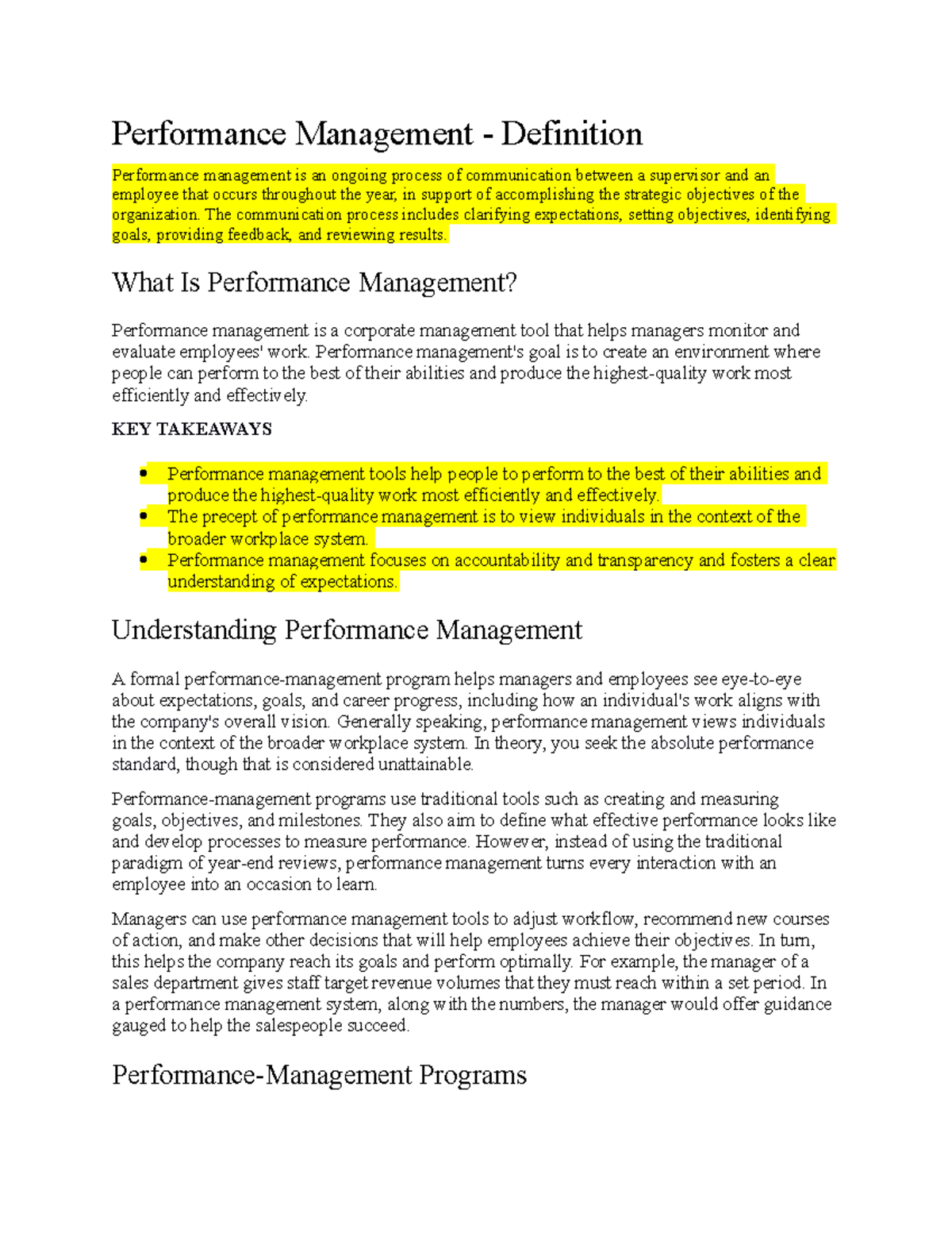 Performance Management CH 1 - The communication process includes ...