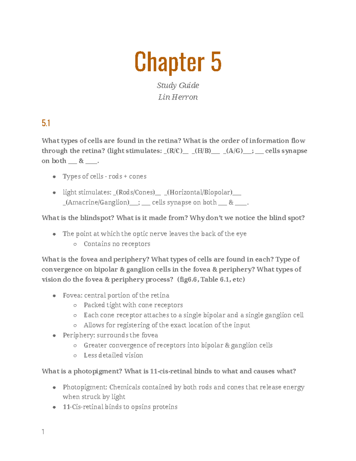B+B Chapter 5 Study Guide - Chapter 5 Study Guide Lin Herron 5. What ...