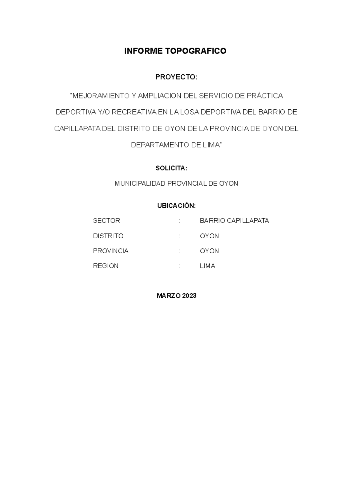 Informe Topografico - ERTERTERTERT - INFORME TOPOGRAFICO PROYECTO ...