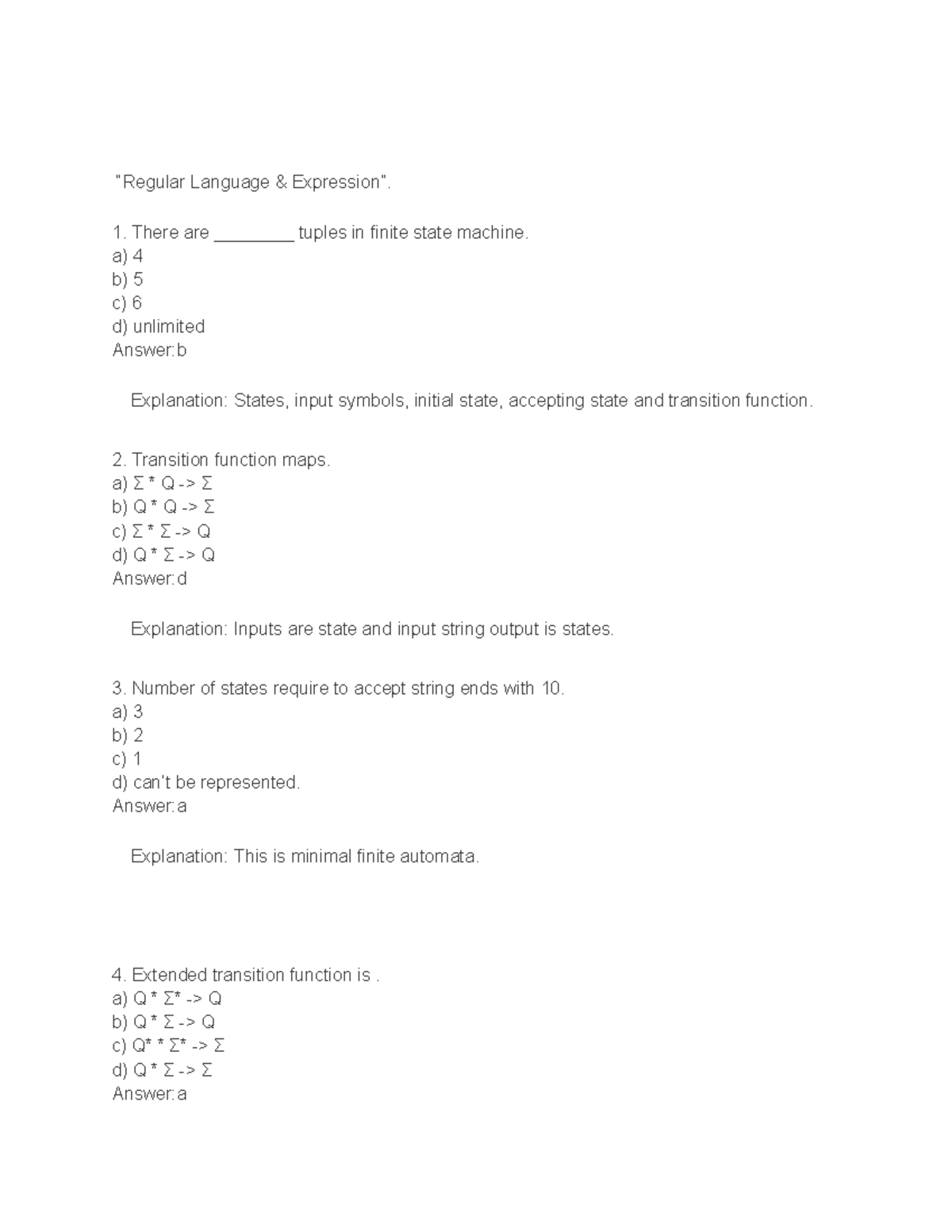 Theory of computation - “Regular Language & Expression”. There are ...