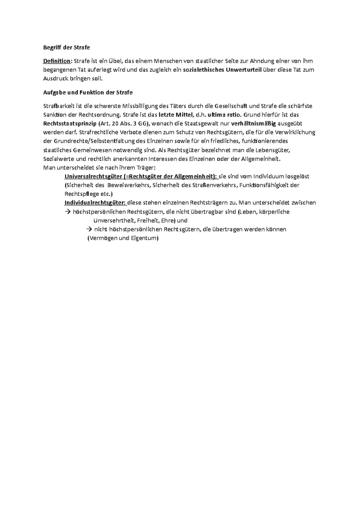 Strafe - kurz und knapp - Begriff der Strafe Definition: Strafe ist ein ...