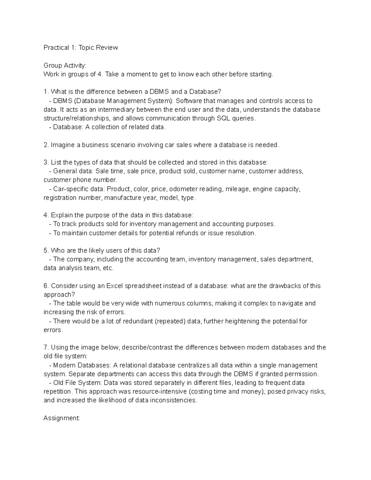 Practical 1 Topic Review - Practical 1: Topic Review Group Activity ...