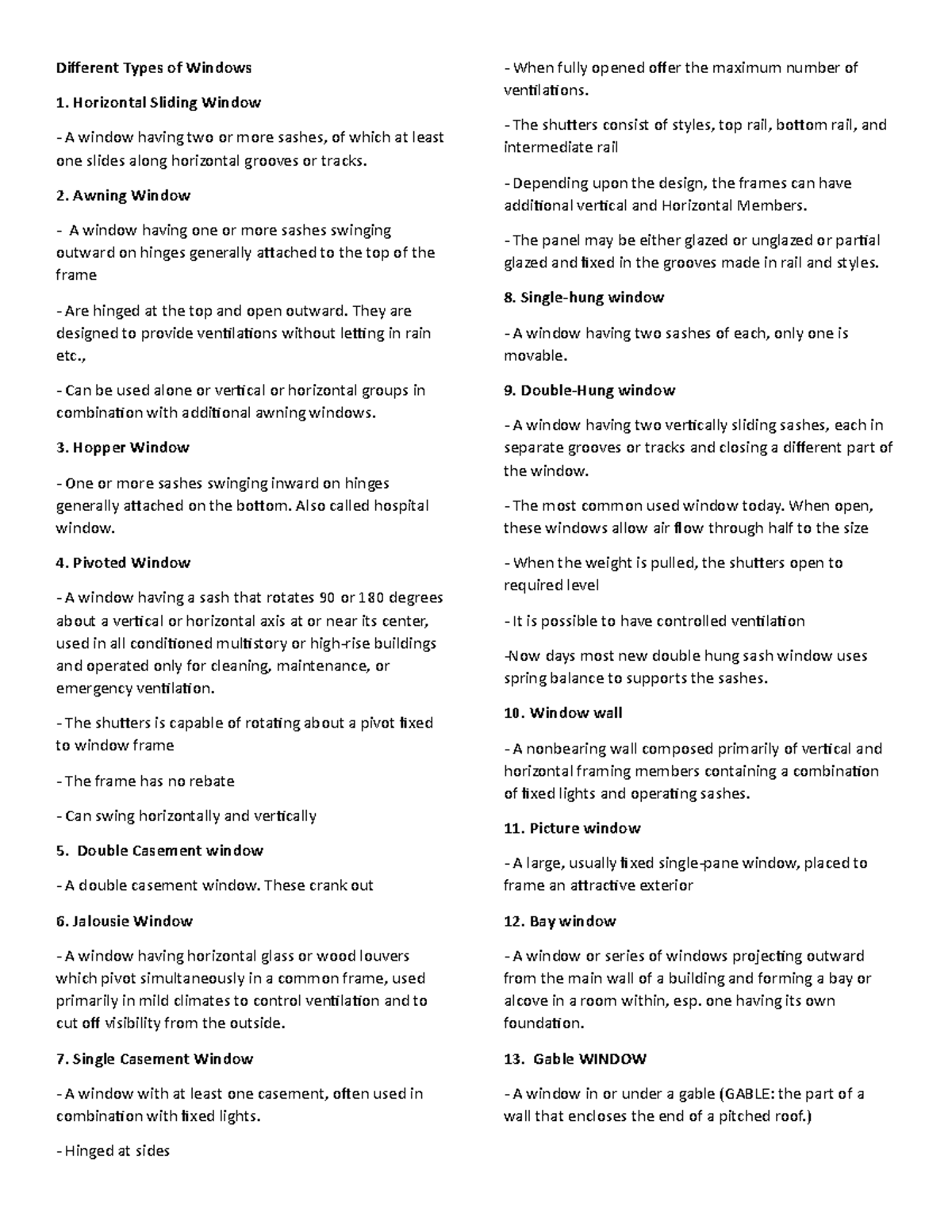 Type of Windows - Different Types of Windows Horizontal Sliding Window ...