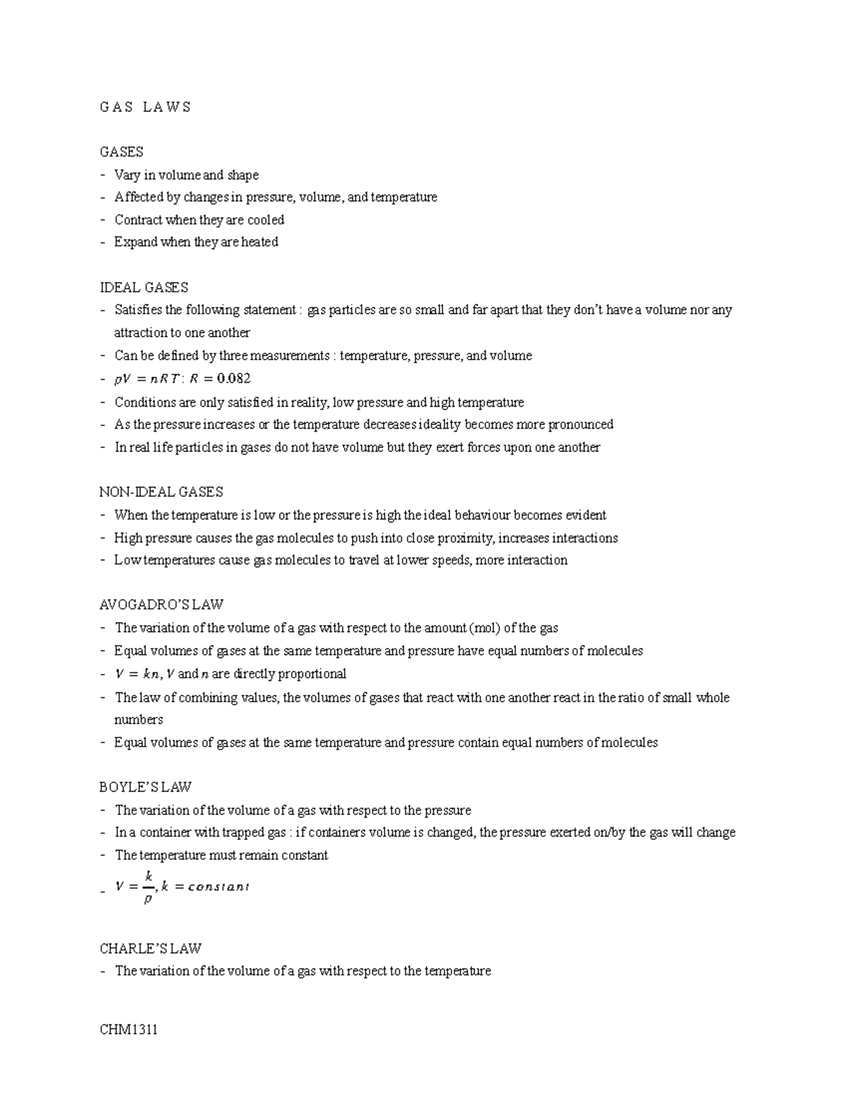 Gas Laws - Laboratory 1: gas laws of principles of chemistry - G A S L ...