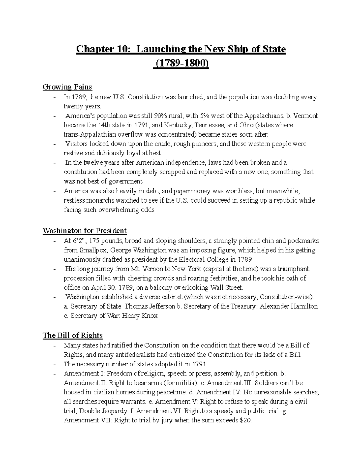 Chapter 10 notes - Chapter 10: Launching the New Ship of State (1789 ...