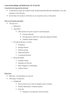 Conservation biology course outline: endangered species, habitat ...